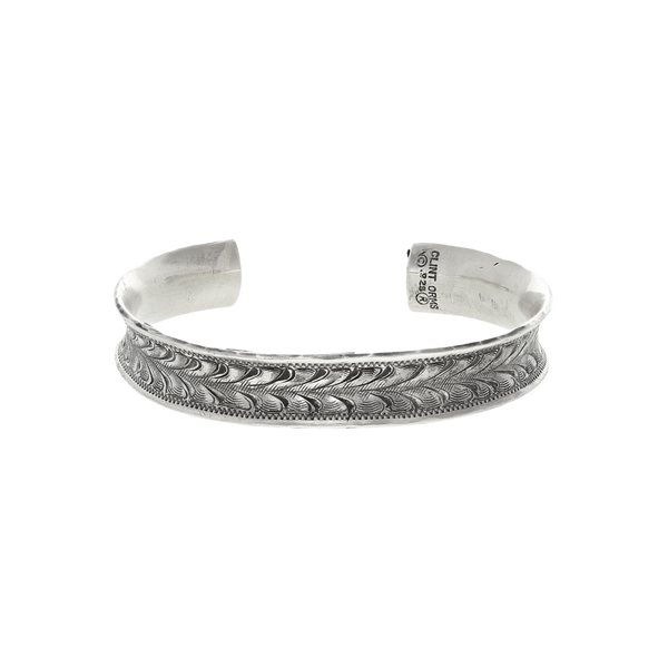 Bracelet 1903 Inverted Dome Double Leaf Engraved with Hammered Edges ...