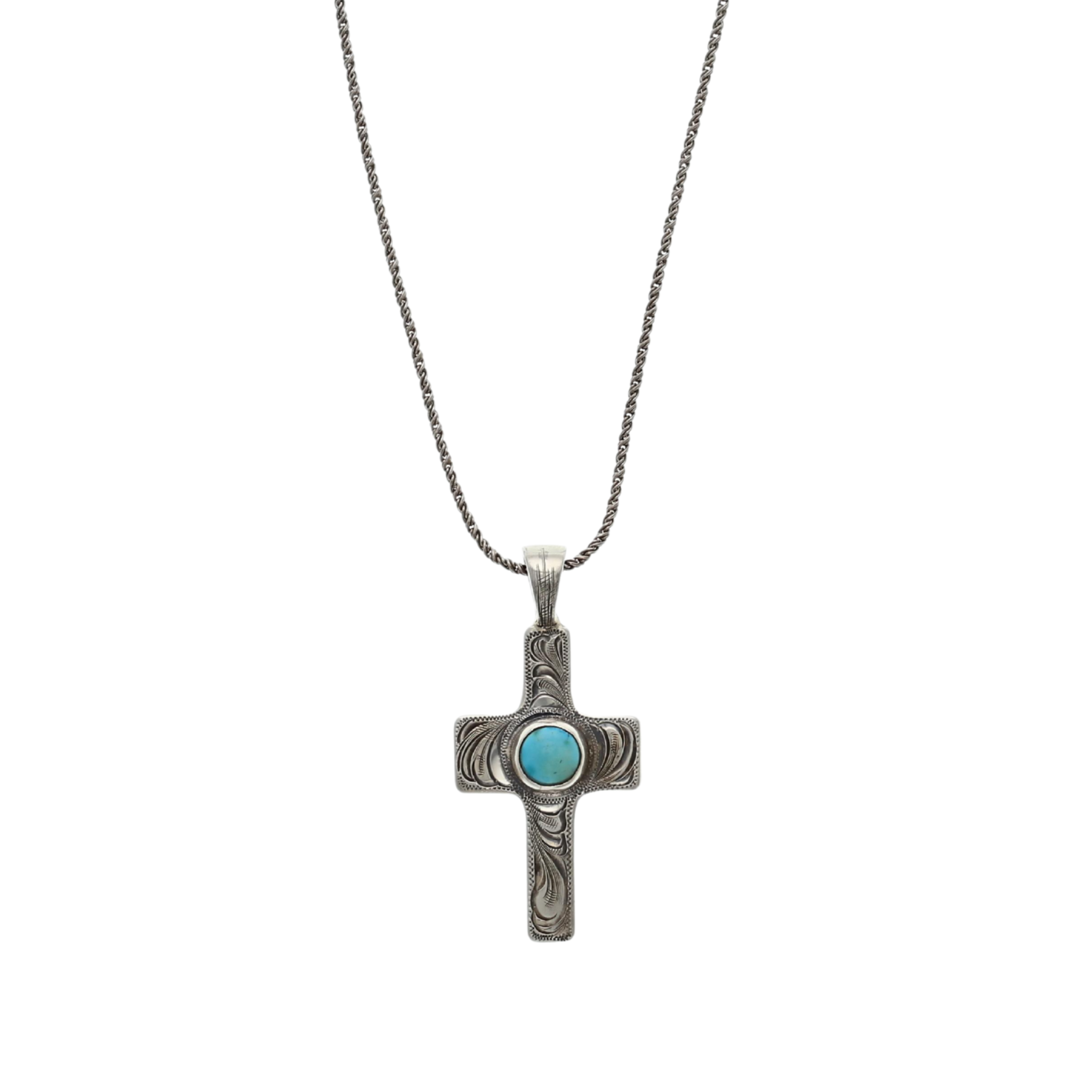 Cross 2005 Engraved Sterling with Turquoise – Clint Orms Engravers ...