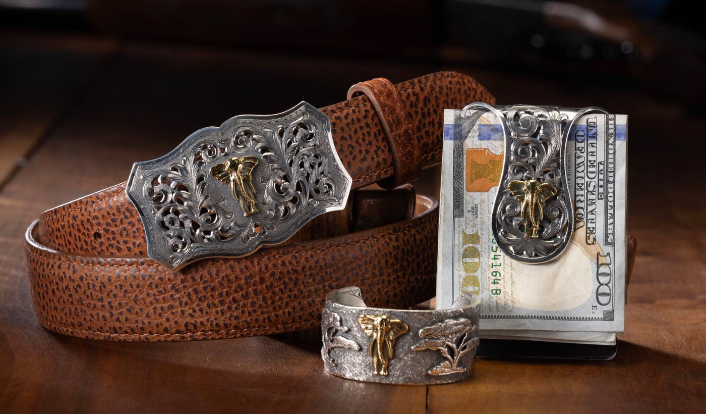 Sterling & Gold Western Belt Buckles Made & Engraved By Hand in Texas