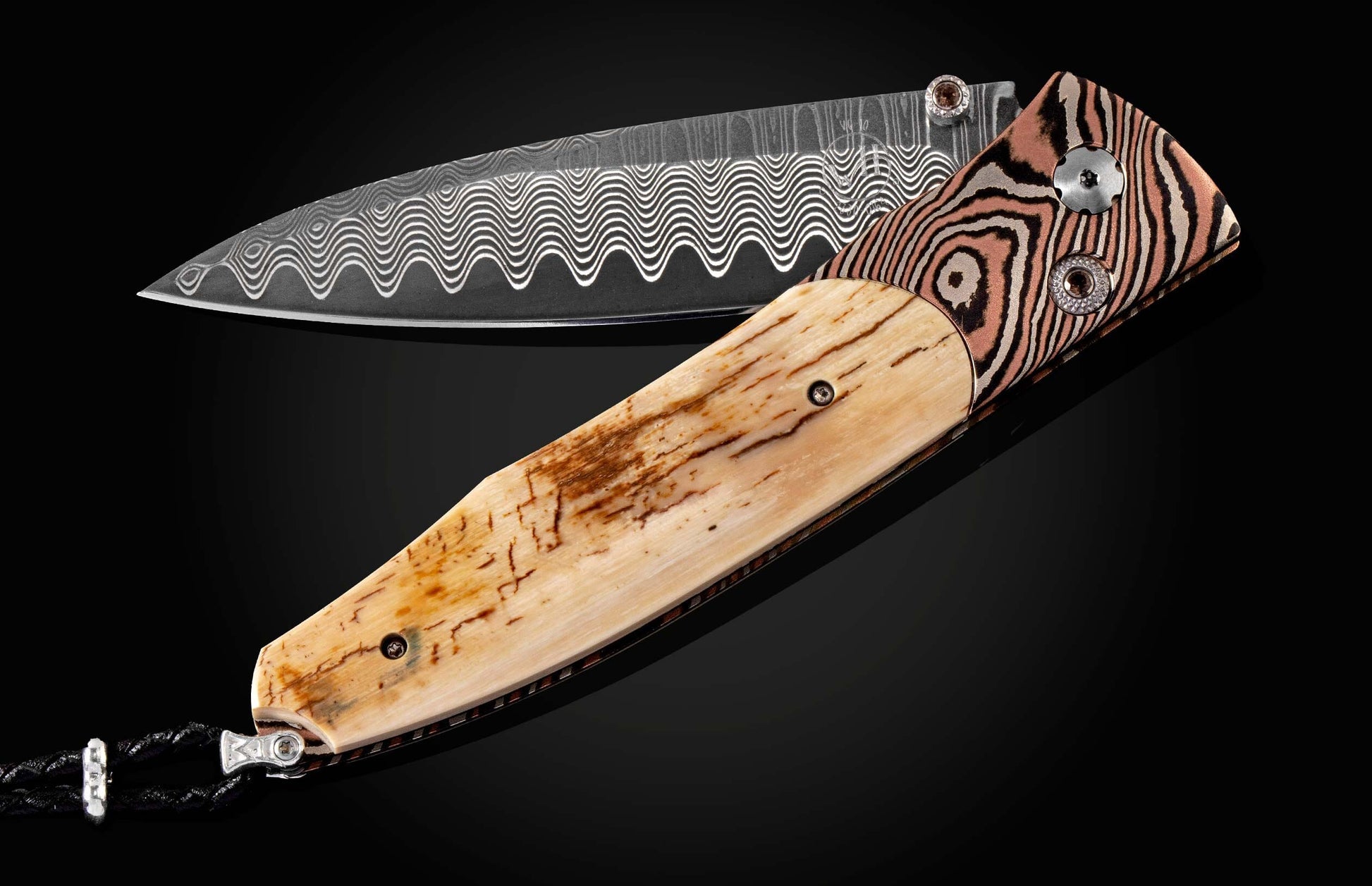 Gentac B30 'Eventide' Pocketknife featuring mokume gane, fossil mammot - Clint Orms Engravers ...