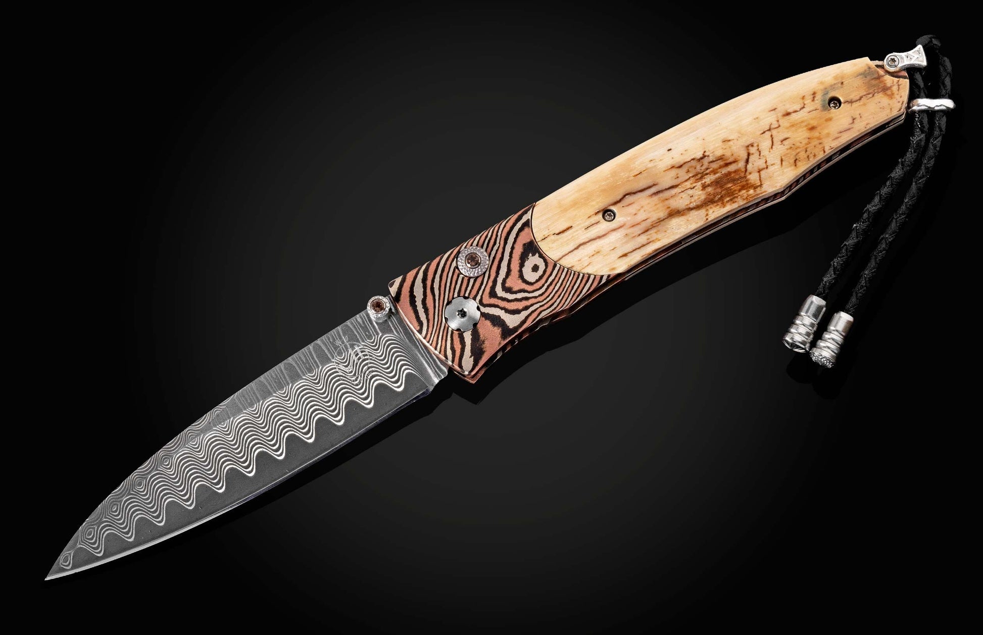 Gentac B30 'Eventide' Pocketknife featuring mokume gane, fossil mammot ...