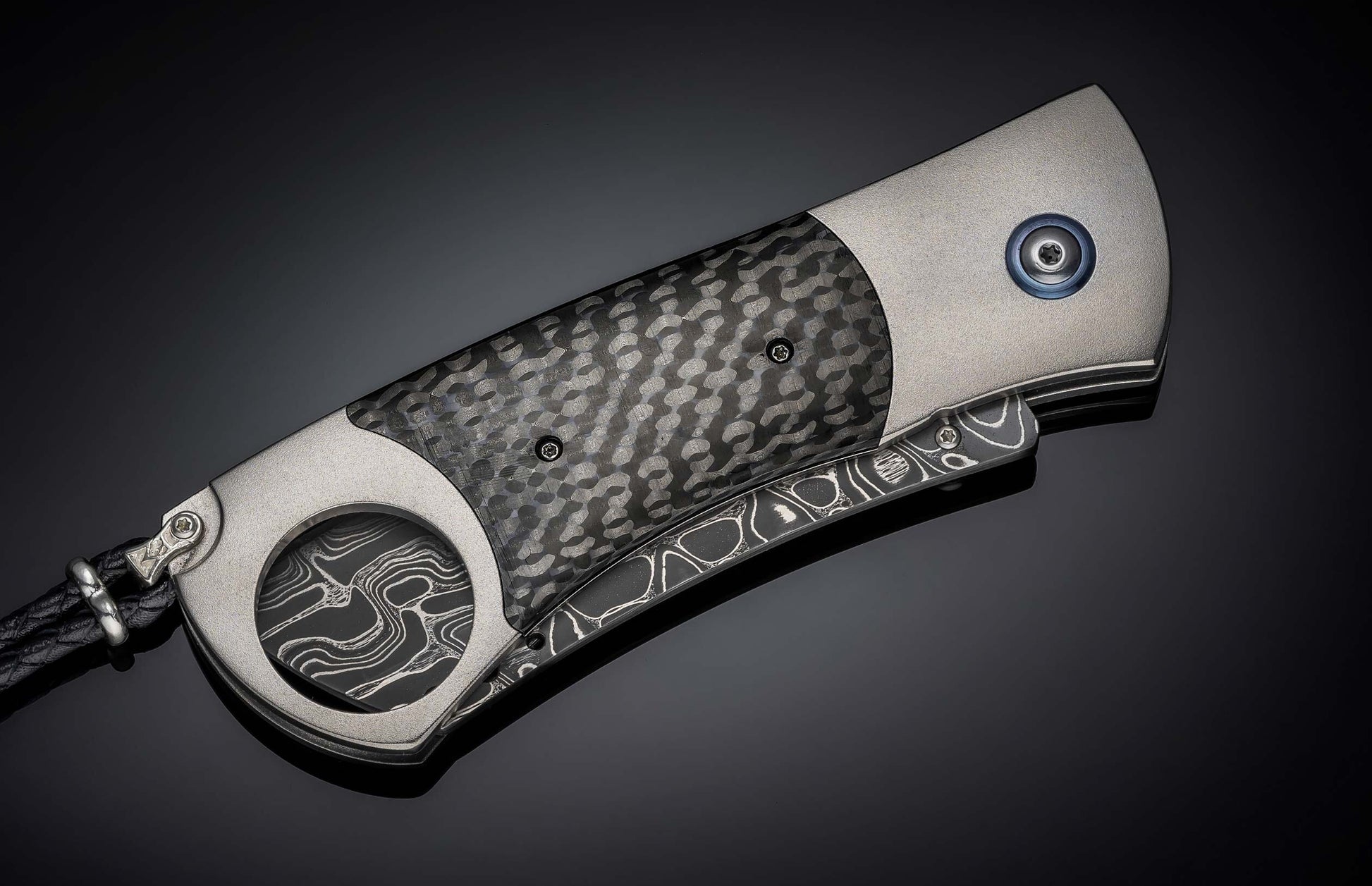 'Techno' CG1 Titanium Cigar Cutter with Carbon Fiber and Damascus Blad - Clint Orms Engravers ...